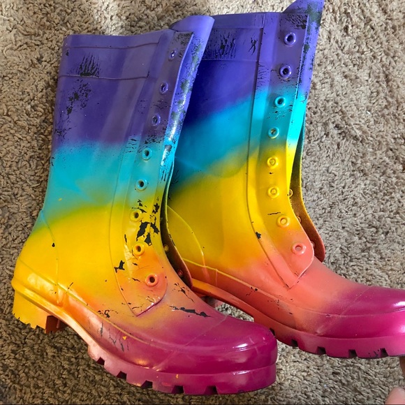 Shoes | Rainbow Rain Boots Waterproof Rave Festival Yru | Poshmark